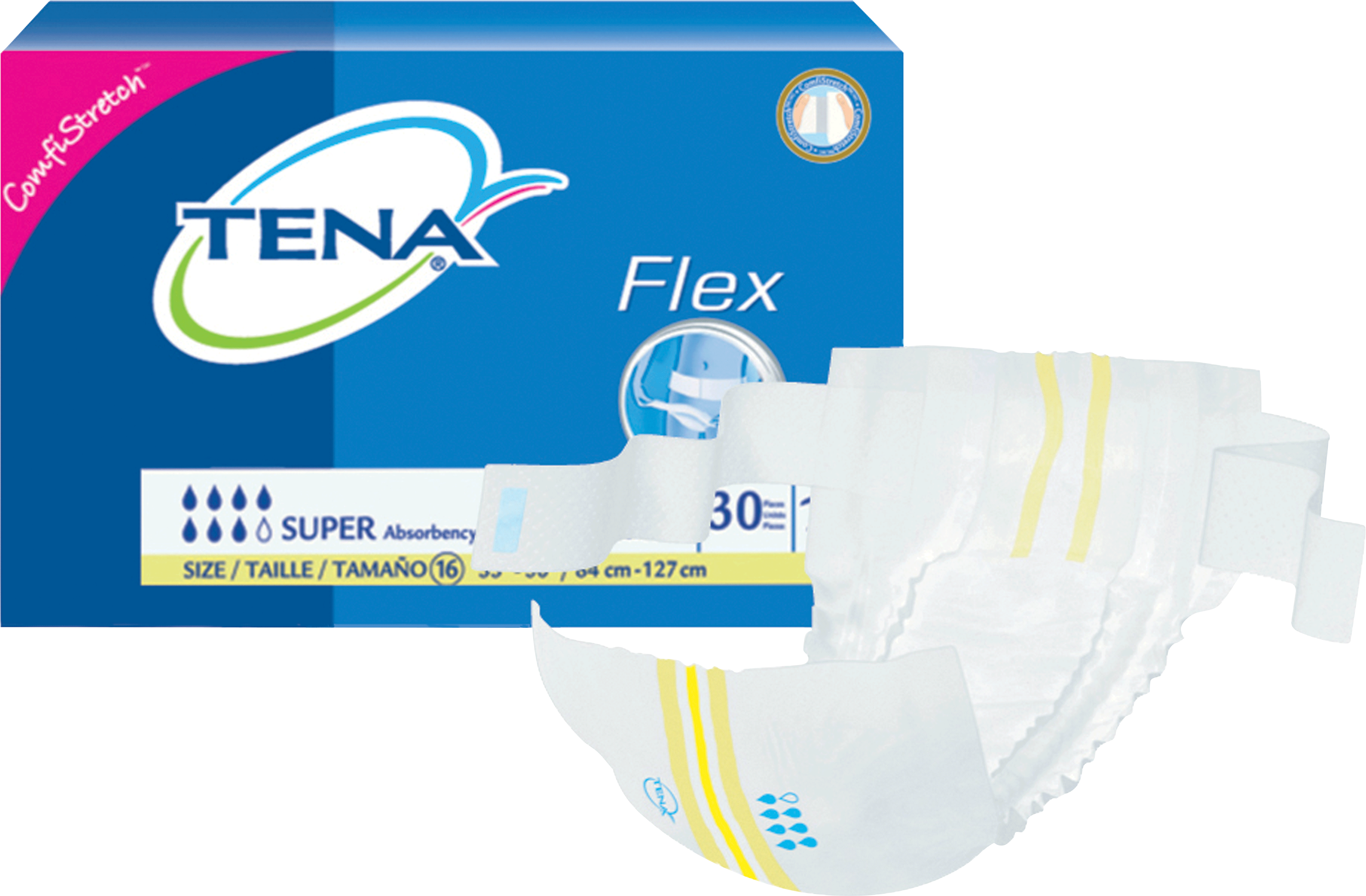 TENA ProSkin Flex Super Belted Incontinence Briefs, Size 16, 33" - 50 ...