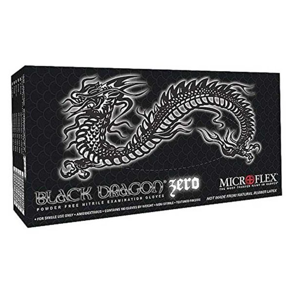Microflex Black Dragon Zero Black Nitrile Powder Free Disposable Gloves ...